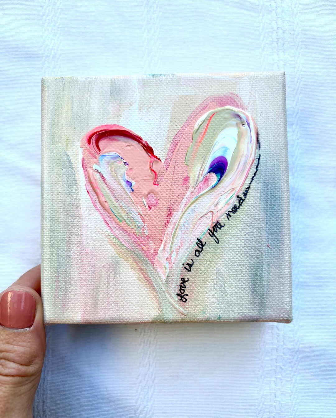 Heart Painting: 4x4 Chunky Abstract Canvas - 'love is All You Need' - Etsy