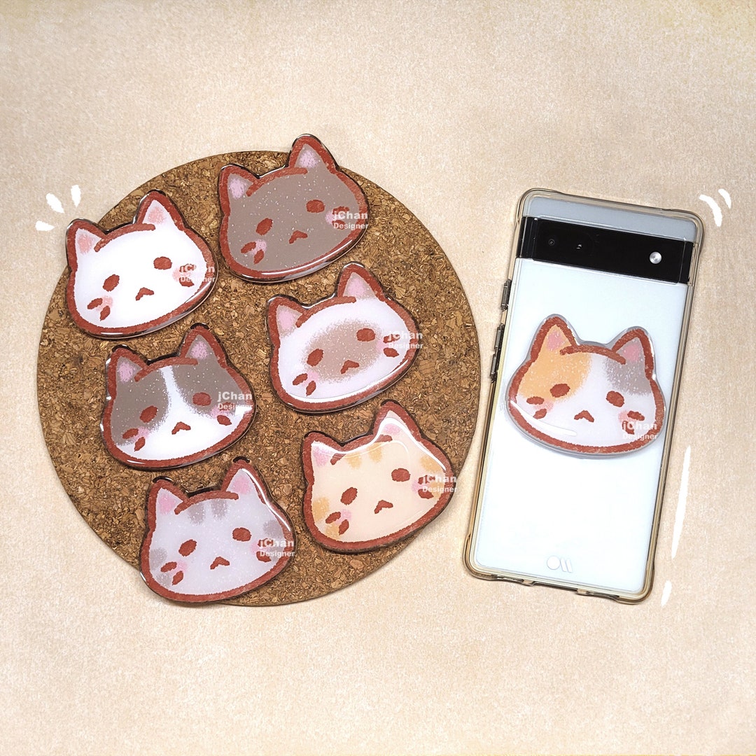 Moody Cat Phone Grip, Cute Kitty Popsocket, Acrylic Pet Phone Stand ...
