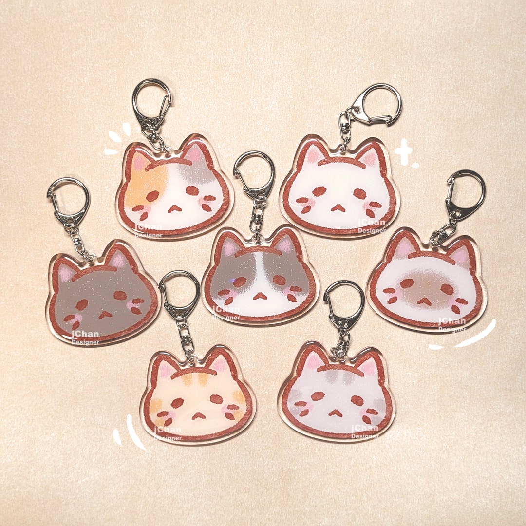 Cute Cat Acrylic Keychain, Double Sided Epoxy, Kawaii Pendant Accessory ...