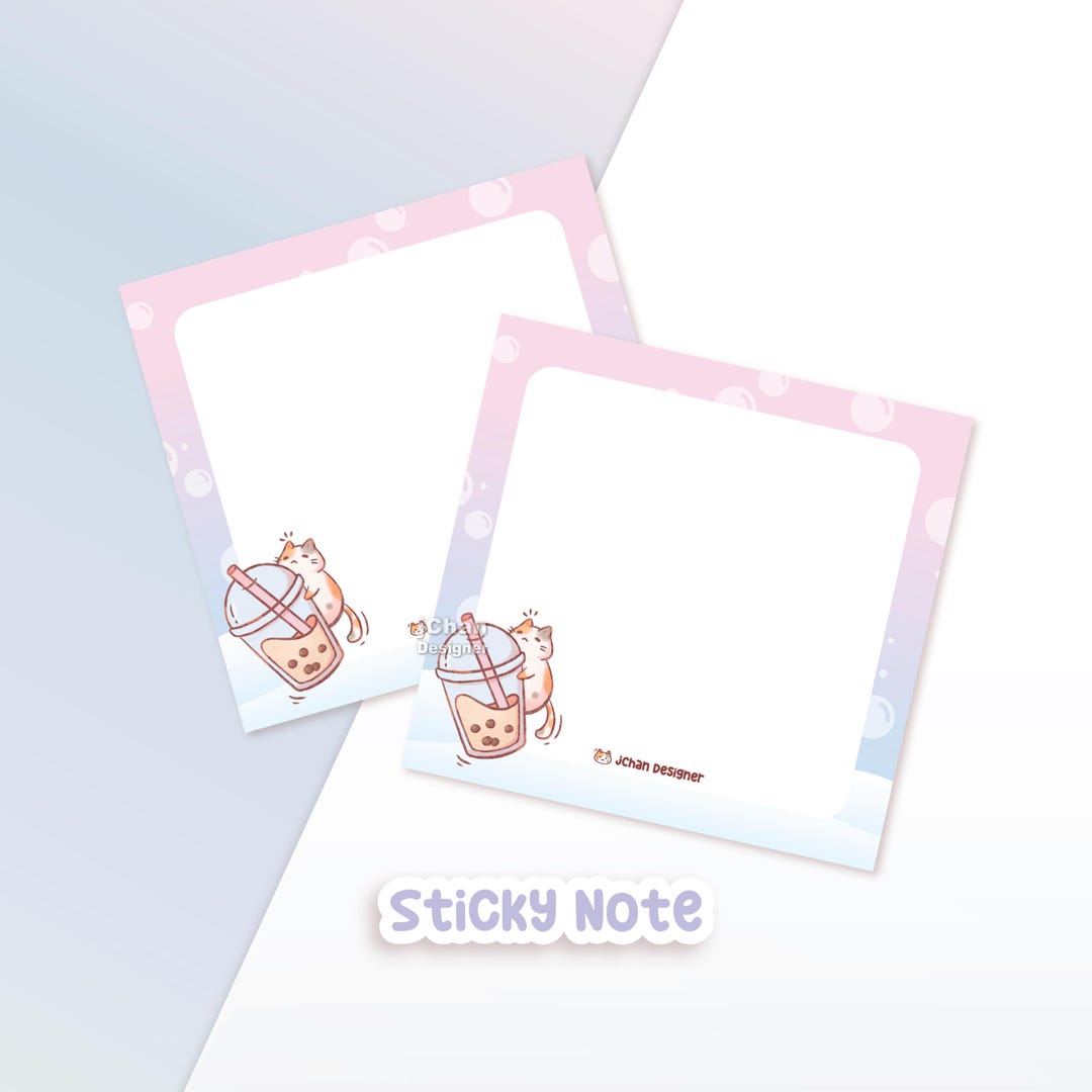 Meow-tastic Beverages Sticky Note, Animal Self-stick Writing Pad, Memo ...