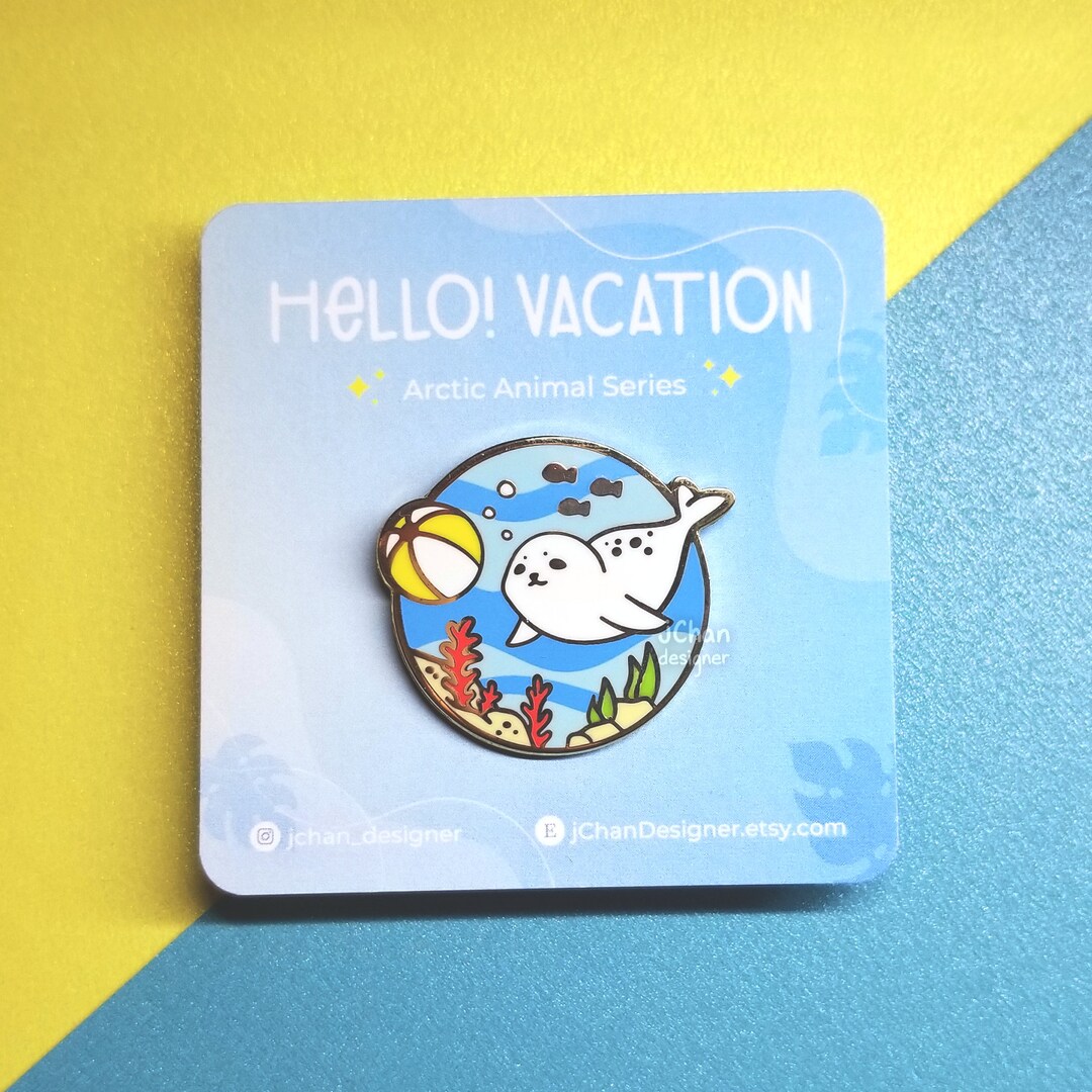 Cute Diving Seal Hard Enamel Pin, Kawaii White Seal Lapel Pin, Chubby ...