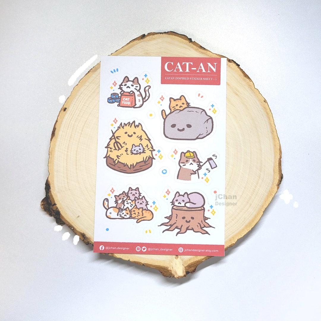 Cute Cat Catan Glossy Matte Sticker Sheet Style 1, Settlers of Catan ...