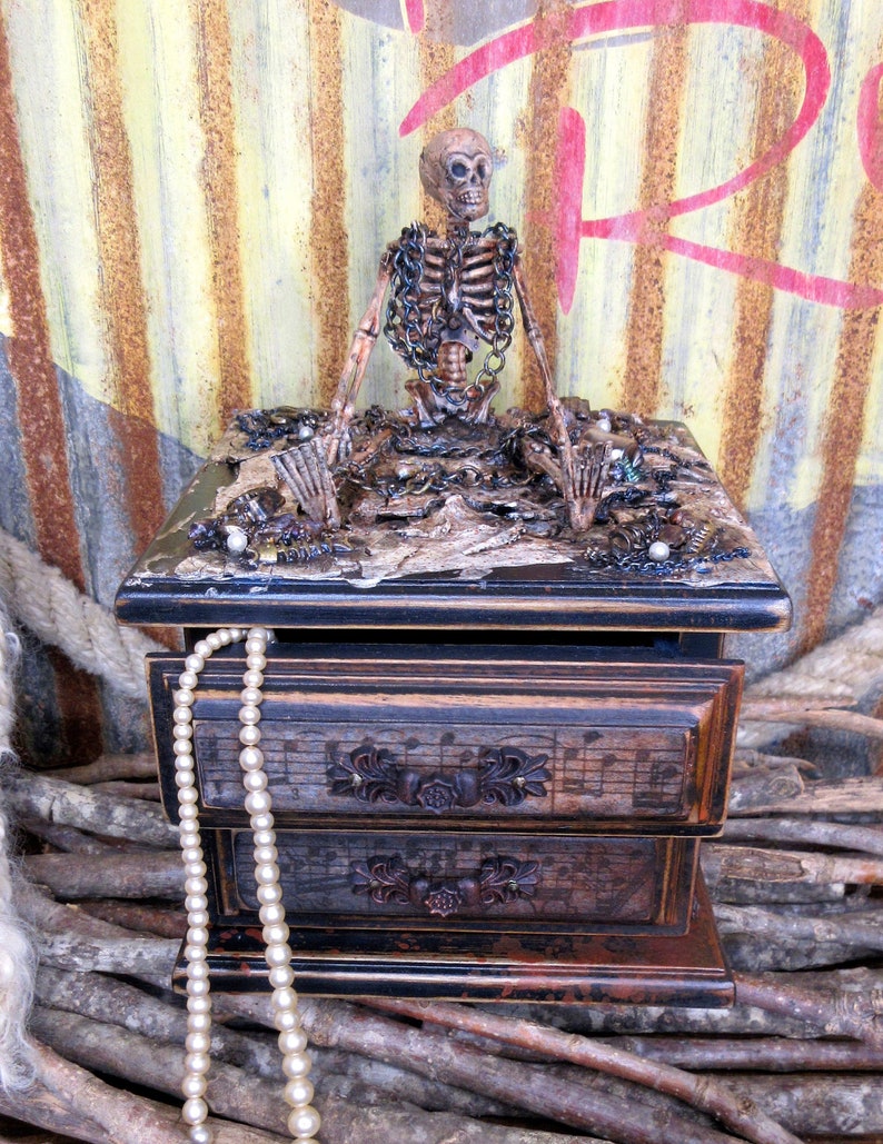 Skeleton Decorative Box Pirates Sunken Treasure Wood Decor | Etsy