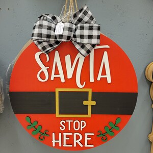 Santa Stop Here Christmas Round Door Hanger Craft DIY - Etsy