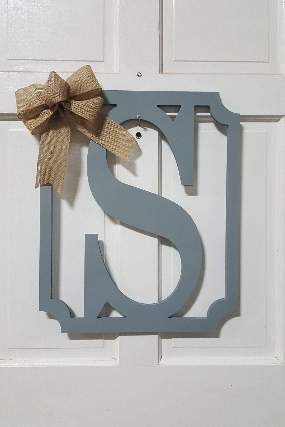 Wood Monogram Door Hanger Block Letter Rectangular Frame - Etsy