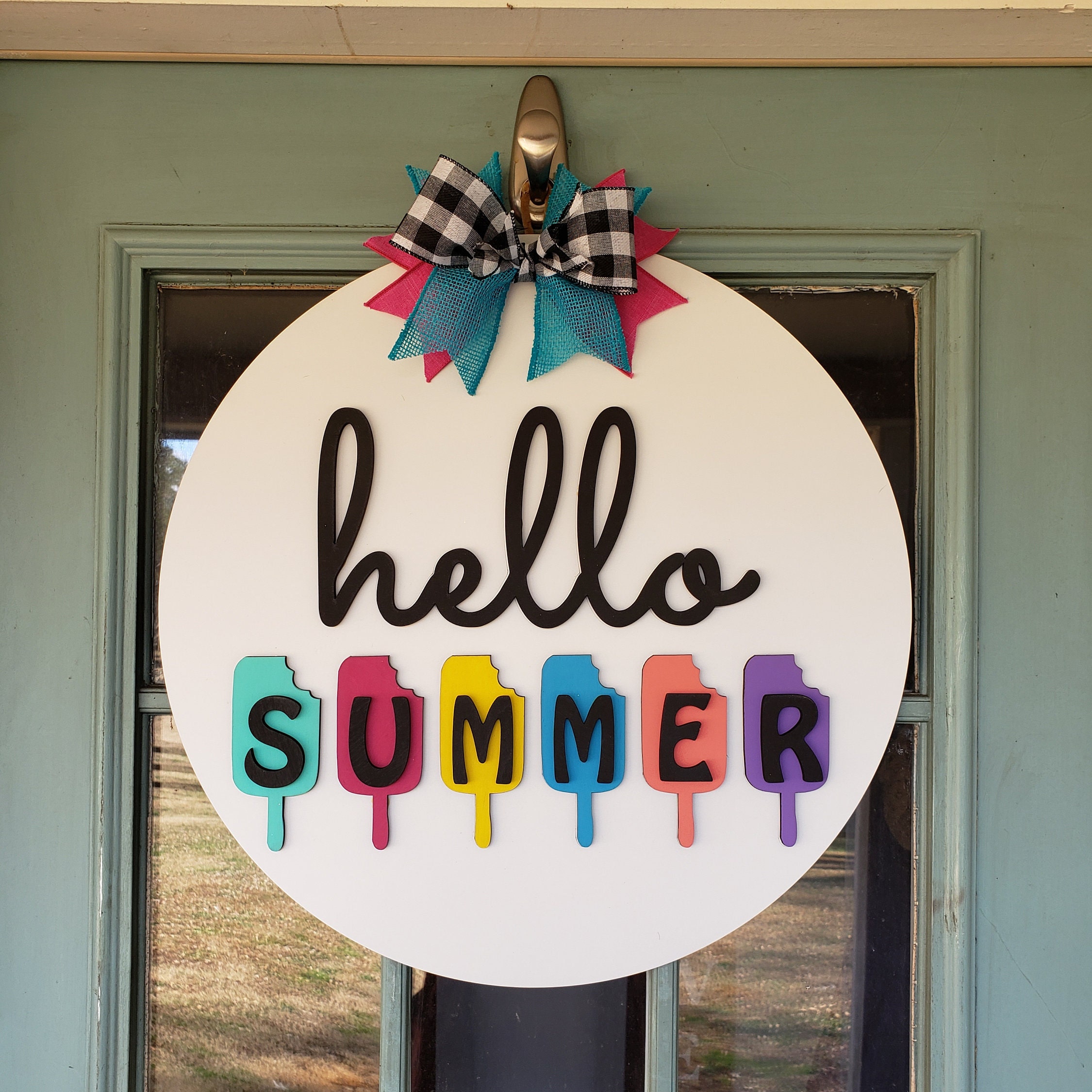Hello Summer Round Door Hanger Craft Diy Etsy