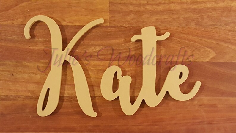 Custom wooden name cursive script fun font | Etsy