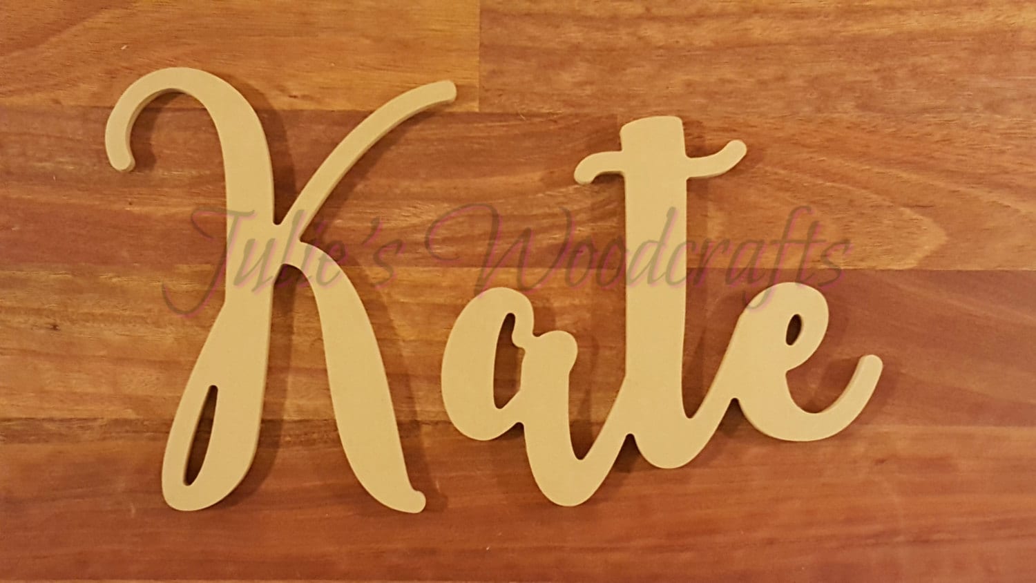 Custom wooden name cursive script fun font | Etsy