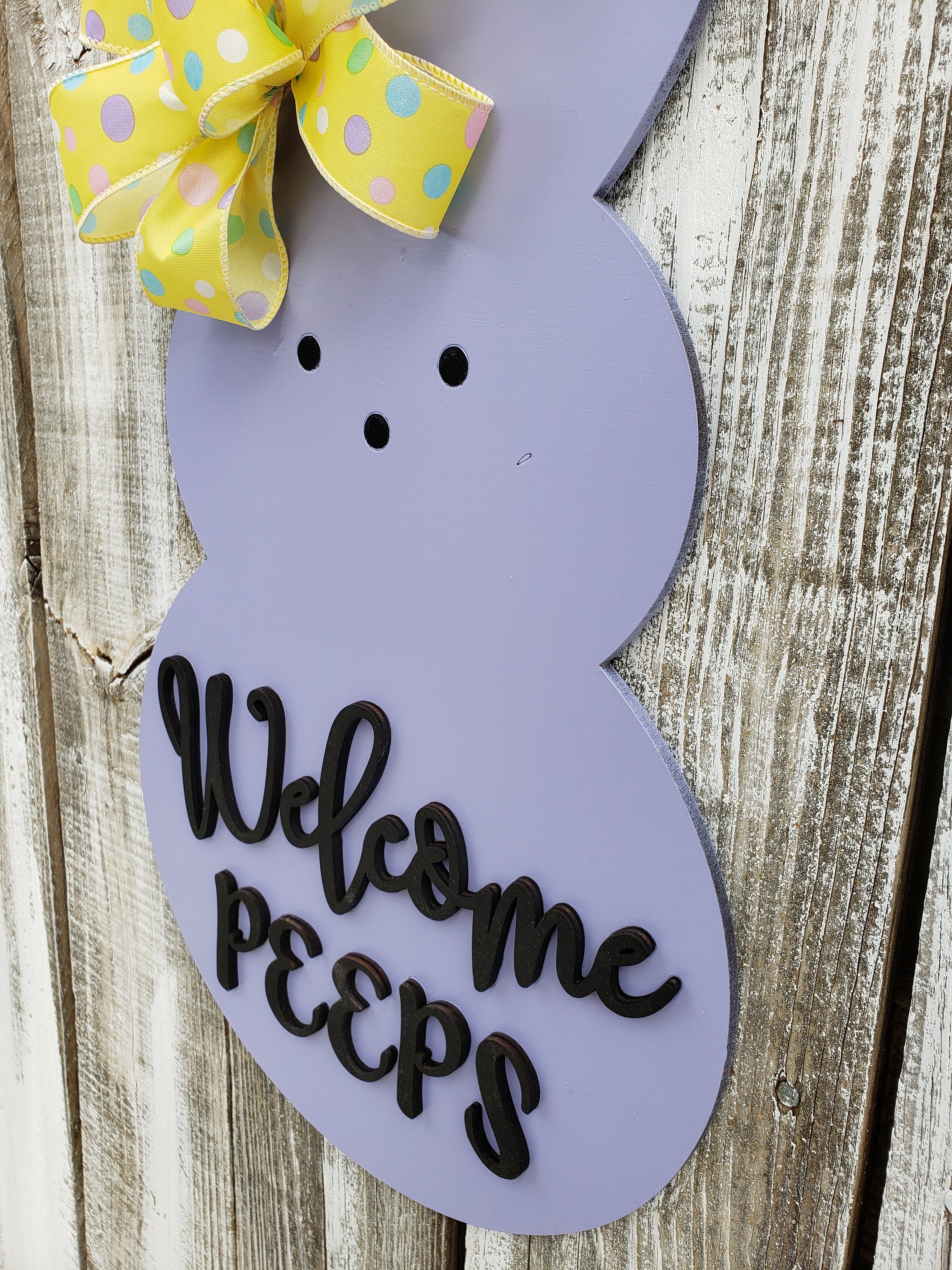 Welcome Peeps Easter Bunny Spring Door Hanger | Etsy