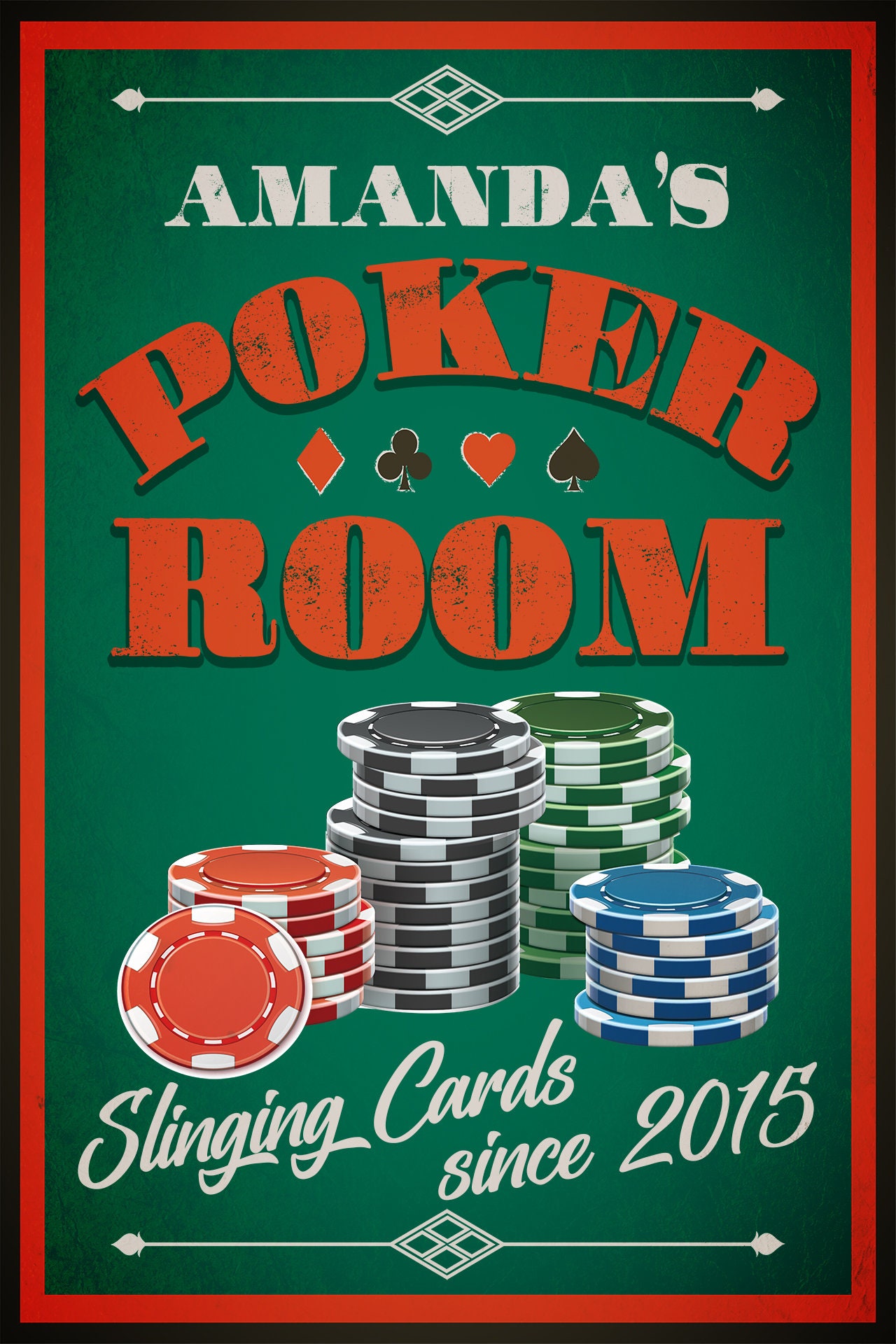Personalized Poker Room Poster Man Cave Gameroom Sign - Etsy