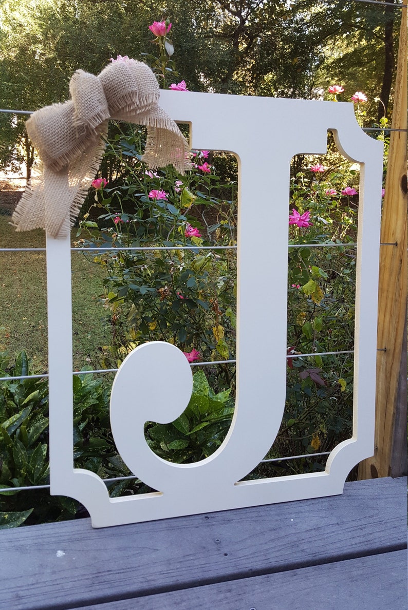 Wood Monogram Door Hanger Block Letter Rectangular Frame - Etsy