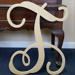 Wooden Script Initial Letter Wall Decor, Wreath Letter, or Wedding ...