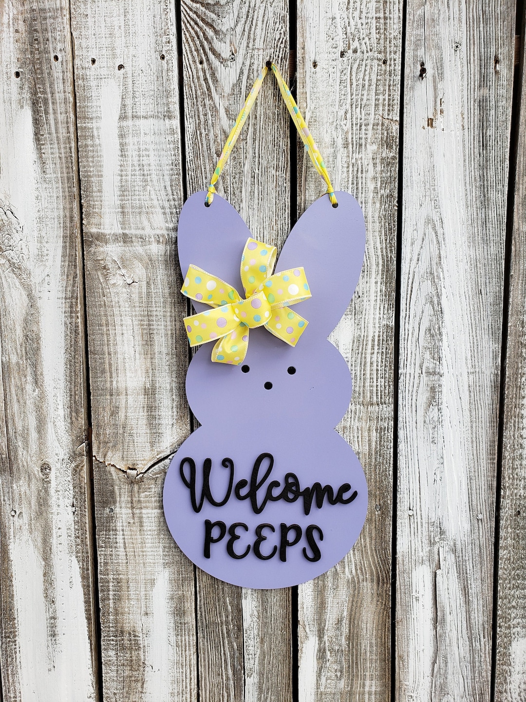 Welcome Peeps Easter Bunny Spring Door Hanger - Etsy