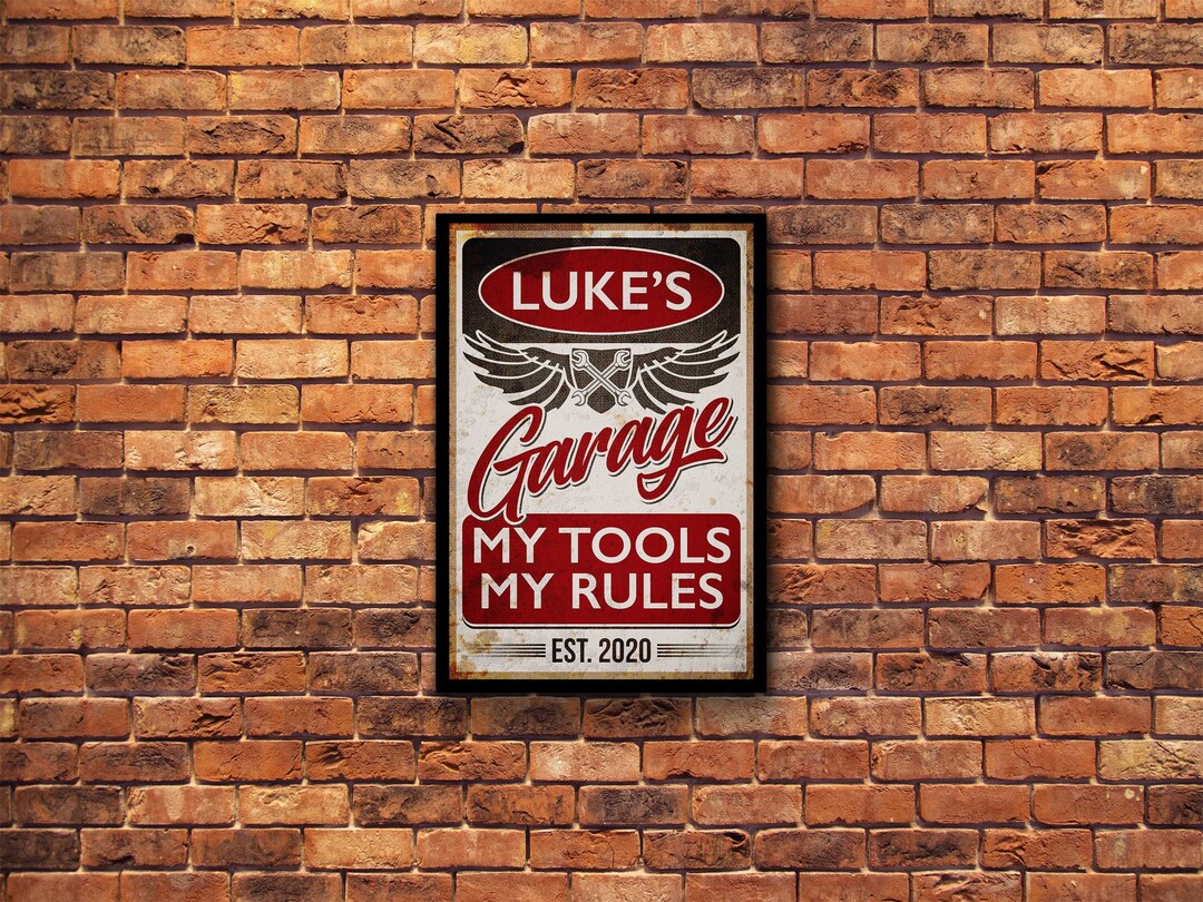 Personalized Garage Poster Man Cave My Tools My Rules Sign - Etsy