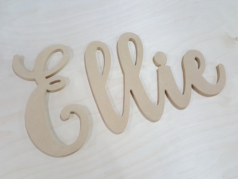 Custom wooden name cursive script fun font | Etsy