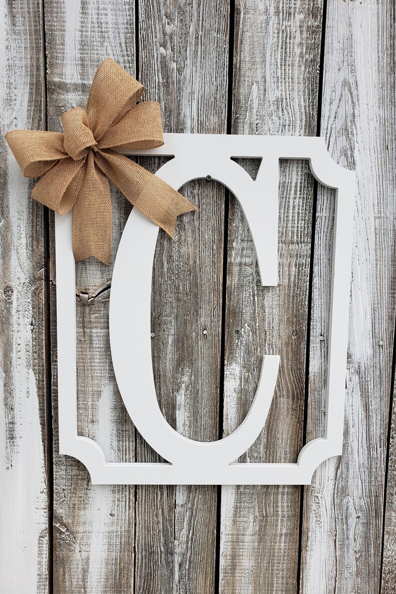 Wood Monogram Door Hanger Block Letter Rectangular Frame - Etsy