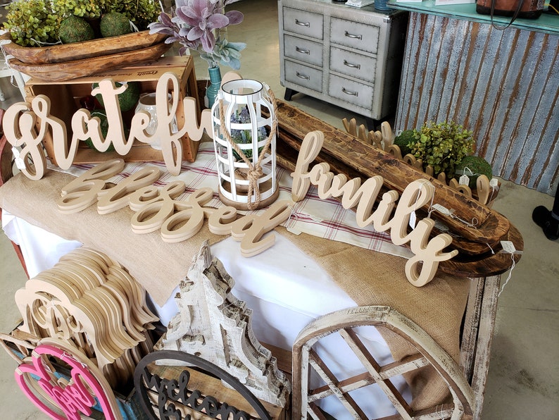 Family Wood Sign Farmhouse Rustic Decor Gather Grateful | Etsy