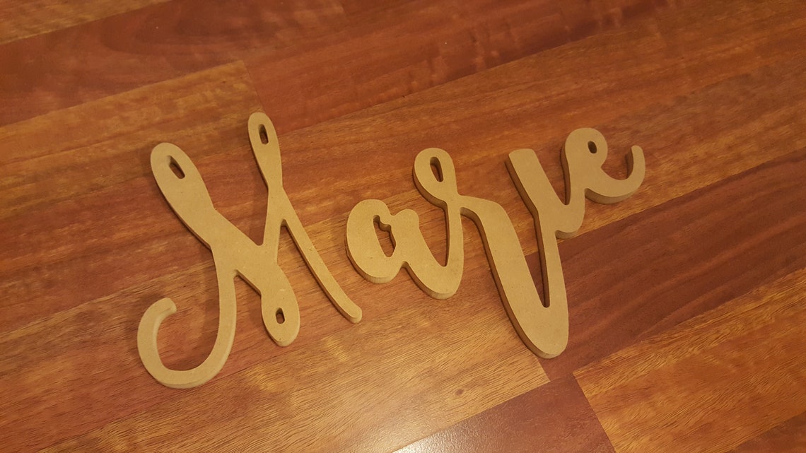Custom Wooden Name Cursive Script Fun Font - Etsy
