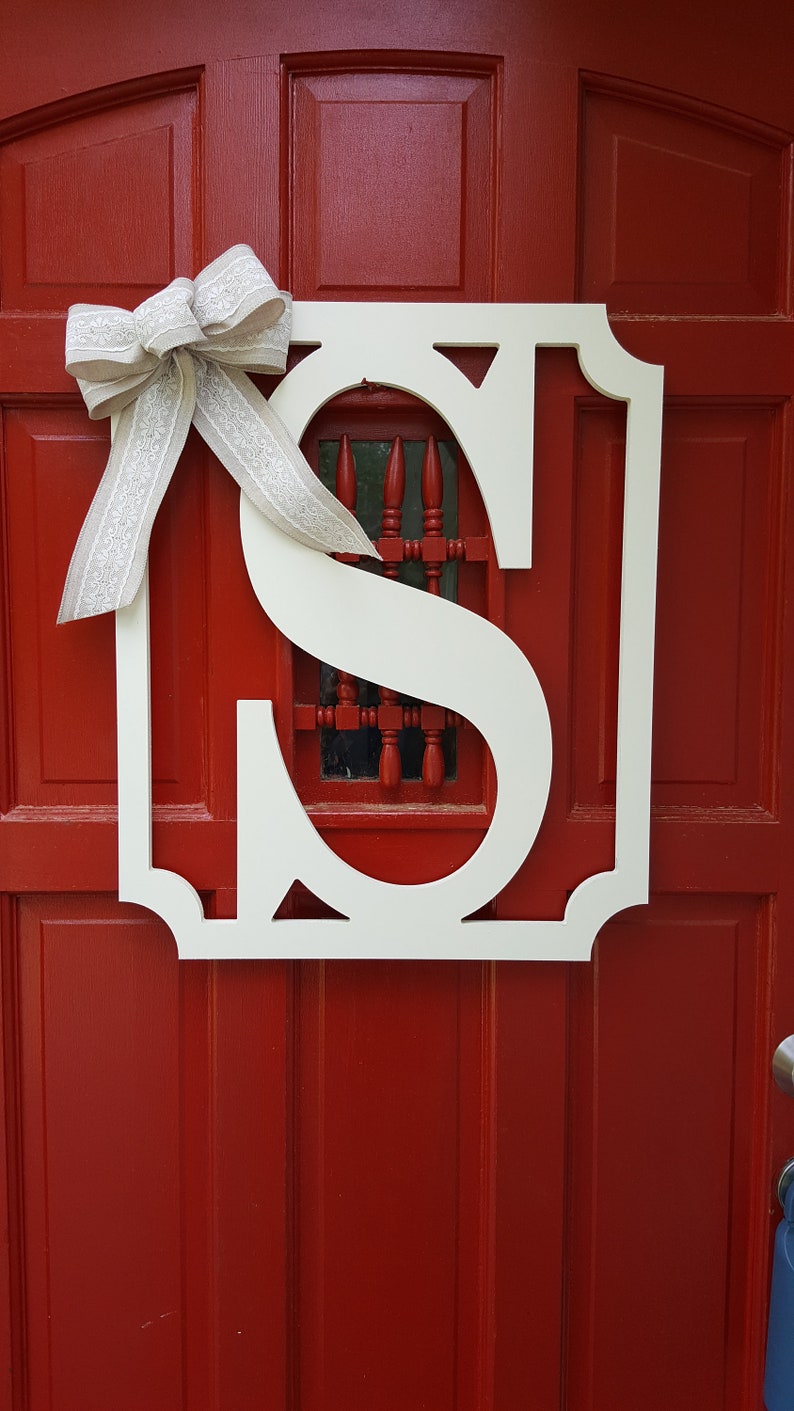 Wood Monogram Door Hanger Block Letter Rectangular Frame - Etsy