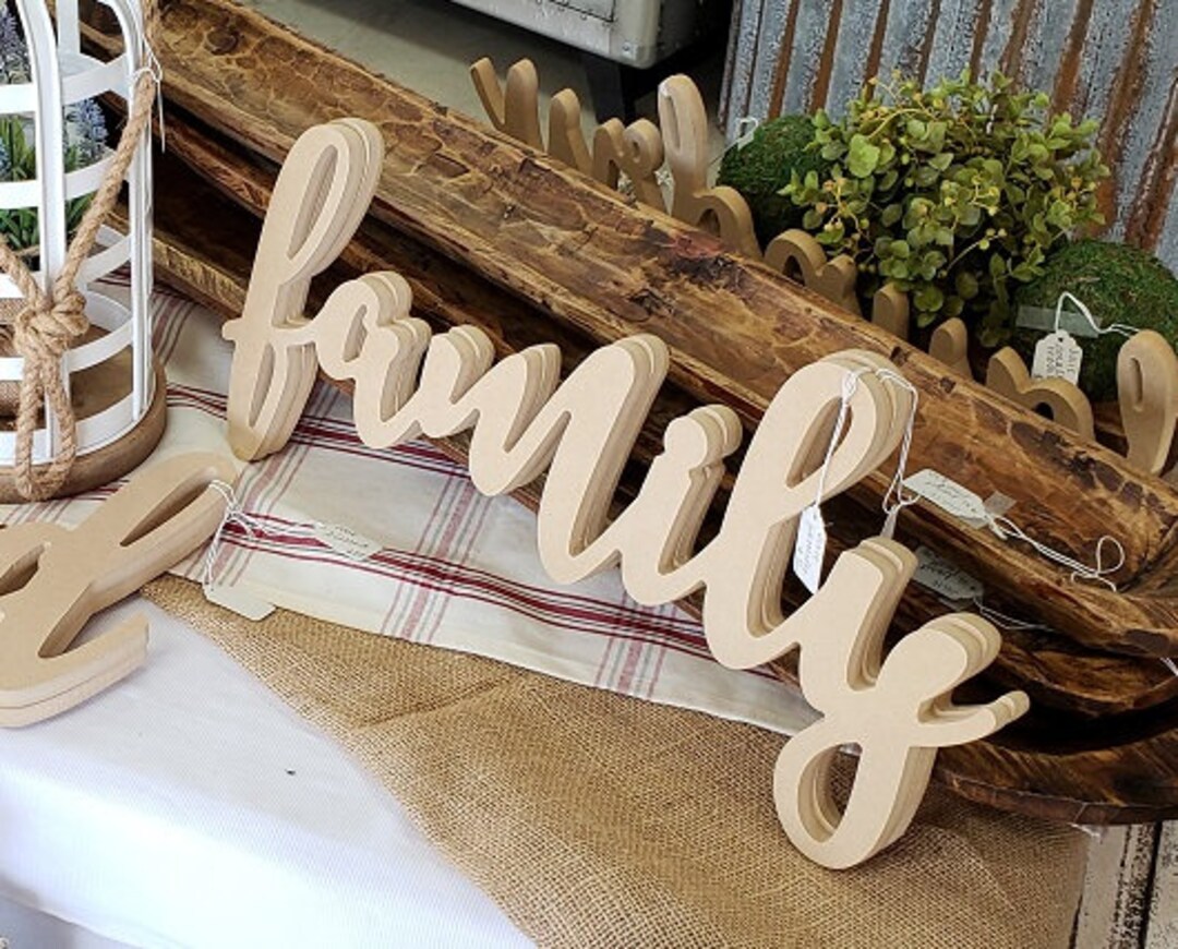 Family Wood Sign Farmhouse Rustic Decor Gather Grateful Blessed Words ...