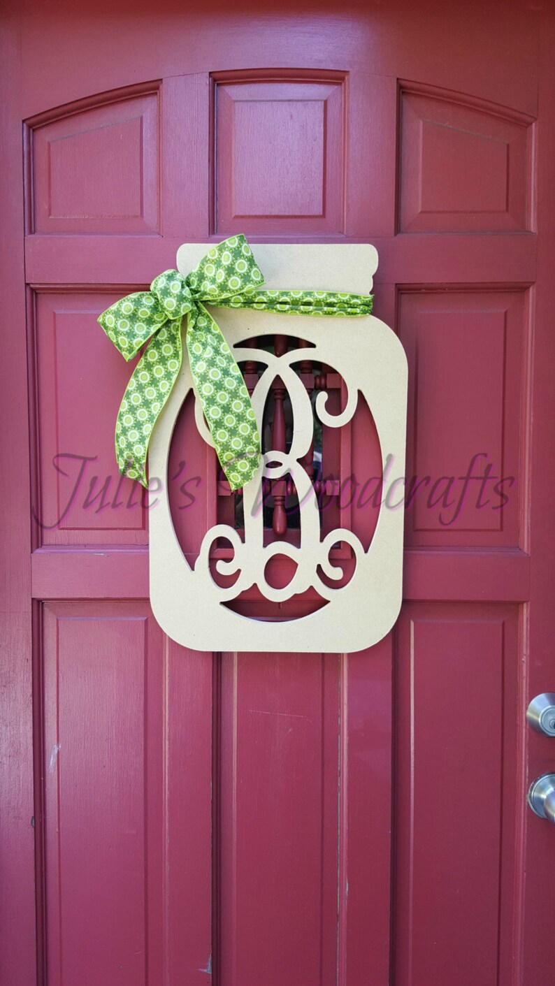 Mason Jar Initial Door Hanger Monogram Southern Kitchen Sign - Etsy