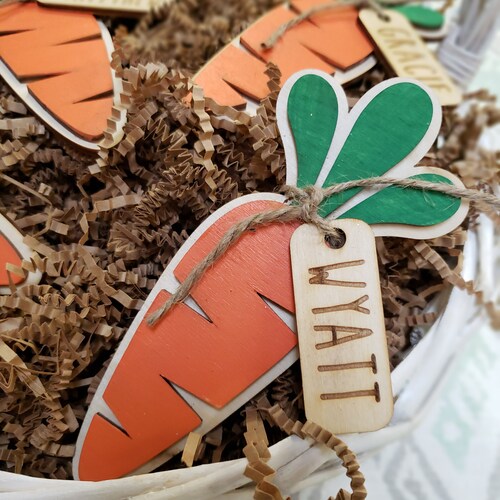 Easter Bunny Basket Carrot Kids Tag - Etsy
