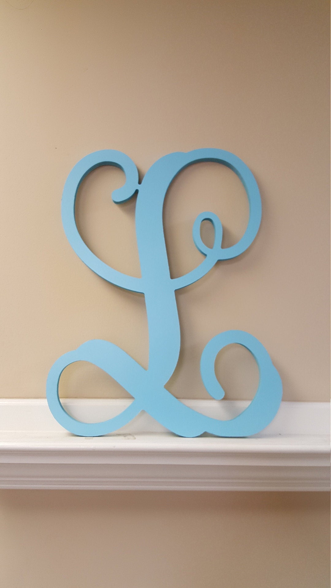 Wooden Script Initial Letter Wall Decor, Wreath Letter, or Wedding ...