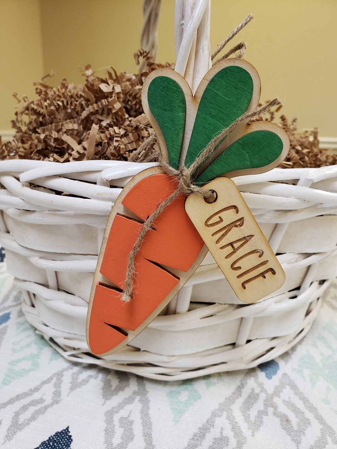 Easter Bunny Basket Carrot Kids Tag - Etsy
