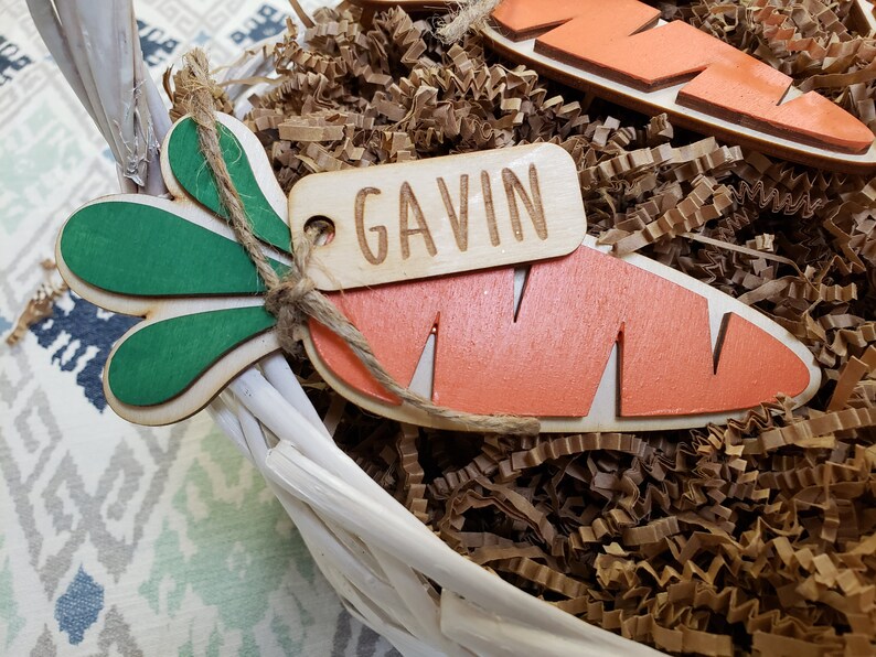 Easter Bunny Basket Carrot Kids Tag - Etsy