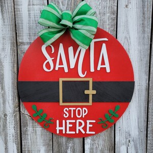 Santa Stop Here Christmas Round Door Hanger Craft DIY - Etsy