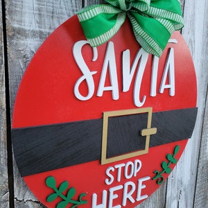 Santa Stop Here Christmas Round Door Hanger Craft DIY - Etsy