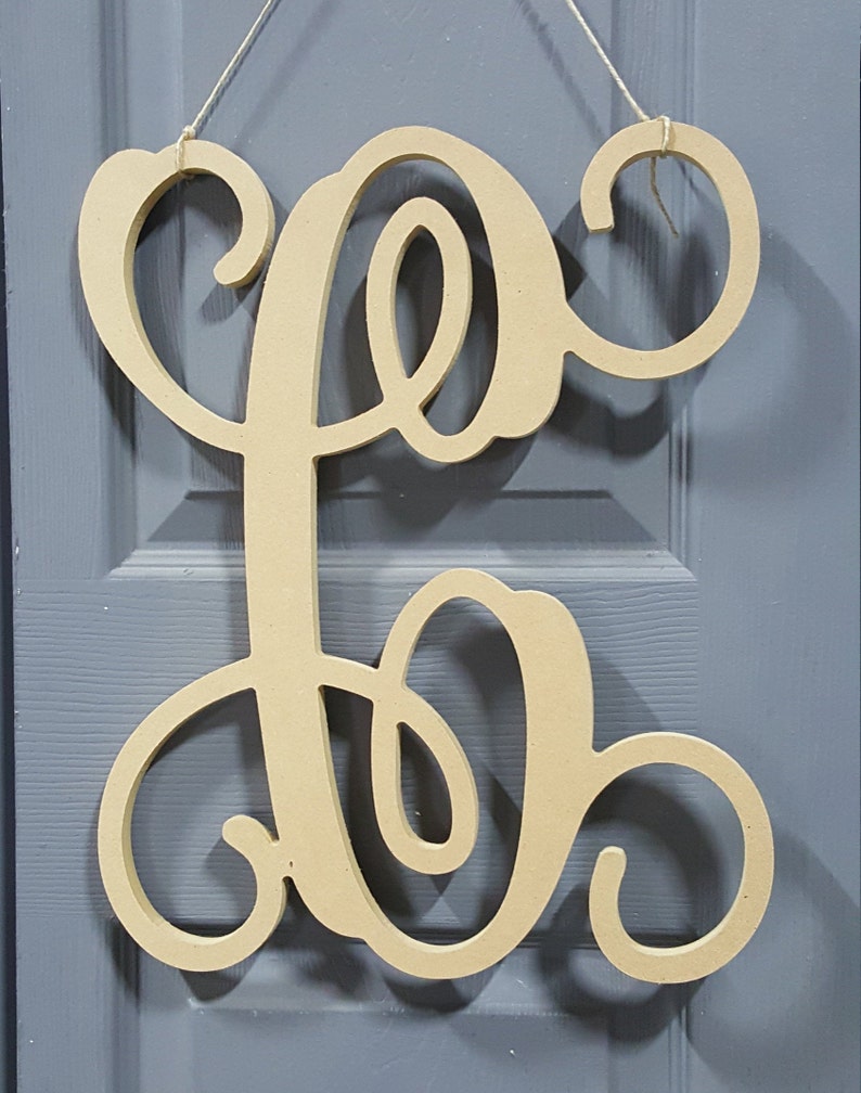 Wooden Script Initial Letter Wall Decor Wreath Letter or | Etsy