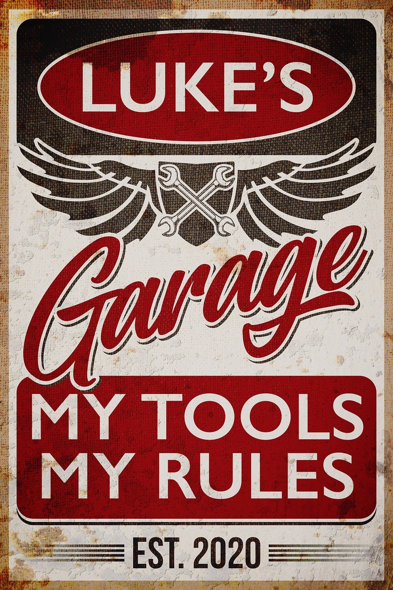 Personalized Garage Poster Man Cave My Tools My Rules Sign - Etsy