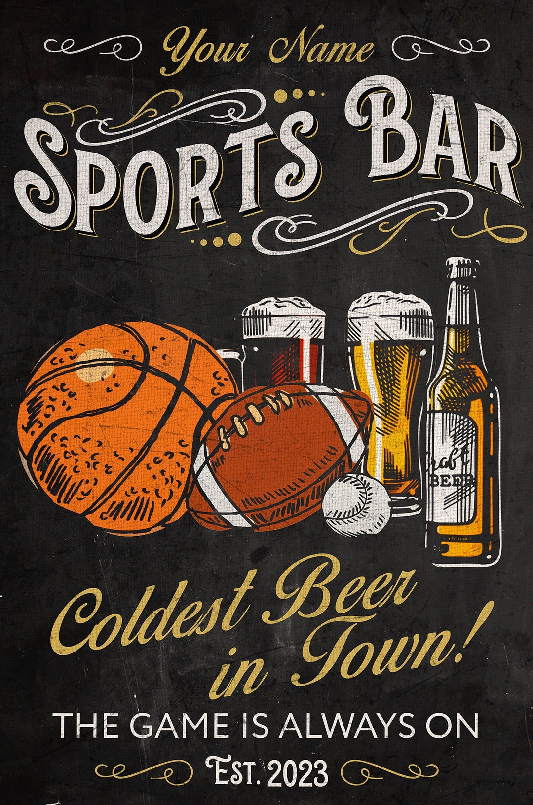 Personalized Sports Bar Poster Man Cave Craft Beer Sign - Etsy