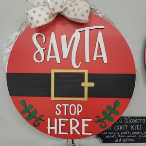 Santa Stop Here Christmas Round Door Hanger Craft DIY - Etsy