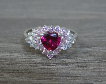 Synthetic ruby ring | Etsy