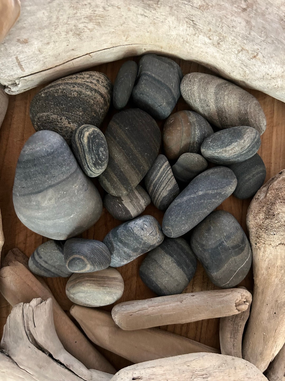 Striped Beach Stones PNW Sea Rocks Lucky Zen - Etsy