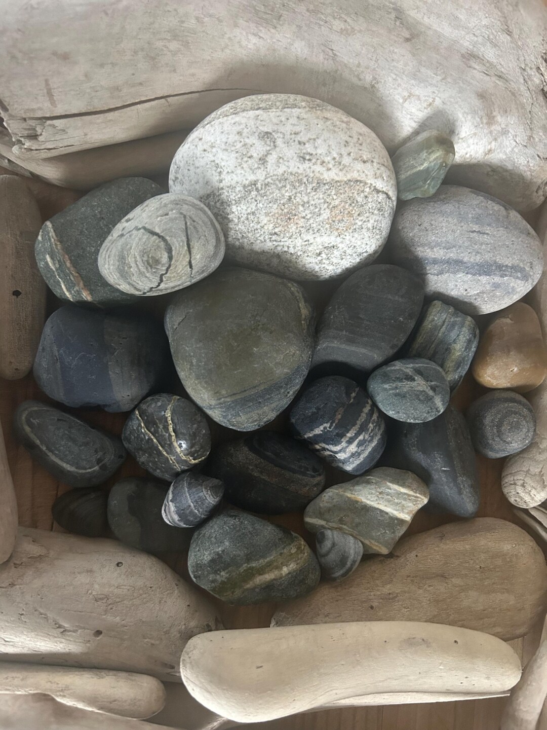 Unpolished Raw Natural Striped Beach Stones PNW Sea Rocks Lucky Zen - Etsy