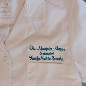 Custom Embroidered White Medical Lab Coat/women's Fit/wonder Wink Brand ...