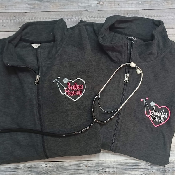 Embroidered Scrub Jacket - Etsy