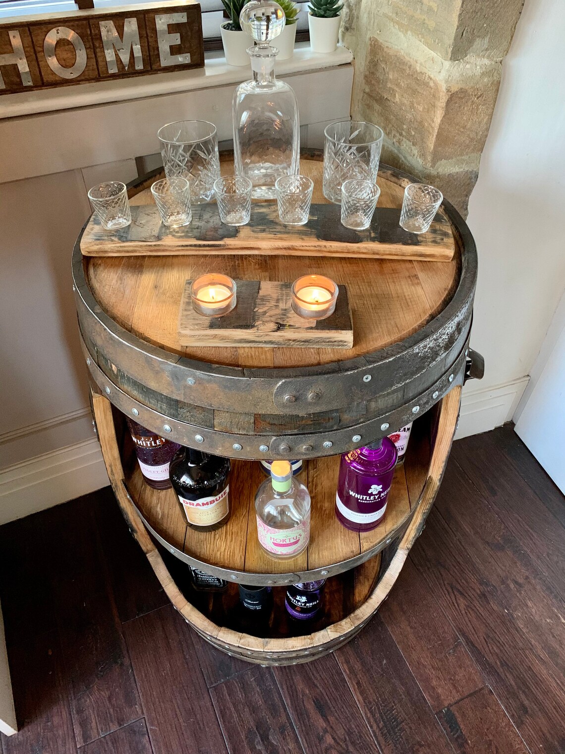 Home Bar Mini Bar Gin Bar the Highlander Oak Barrel | Etsy
