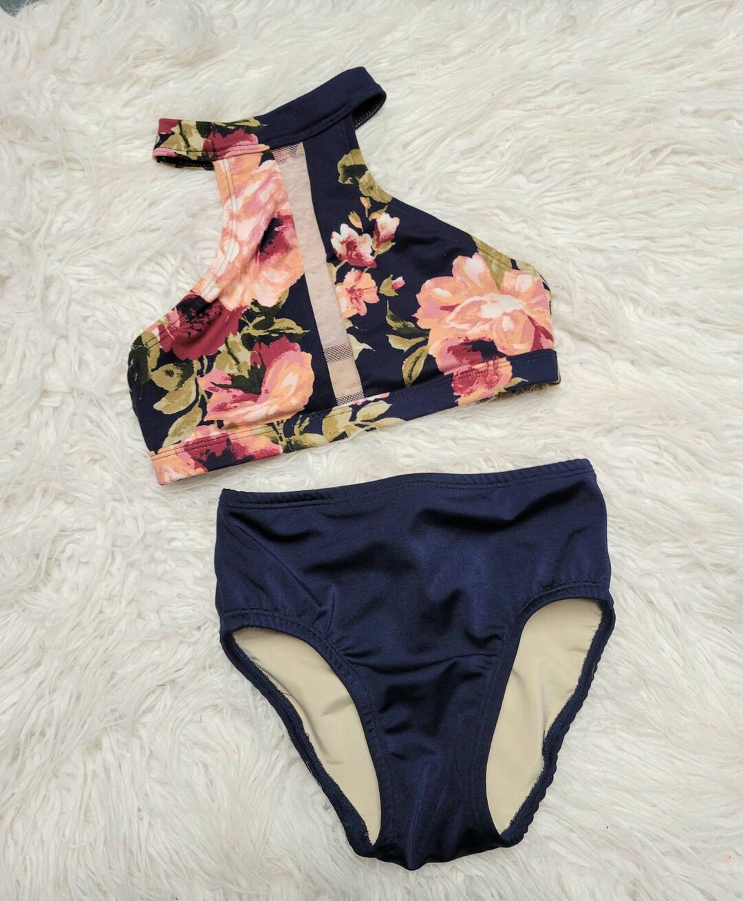 Floral Halter Dance Set: Navy, Burgundy, Olive With Spandex Briefs - Etsy