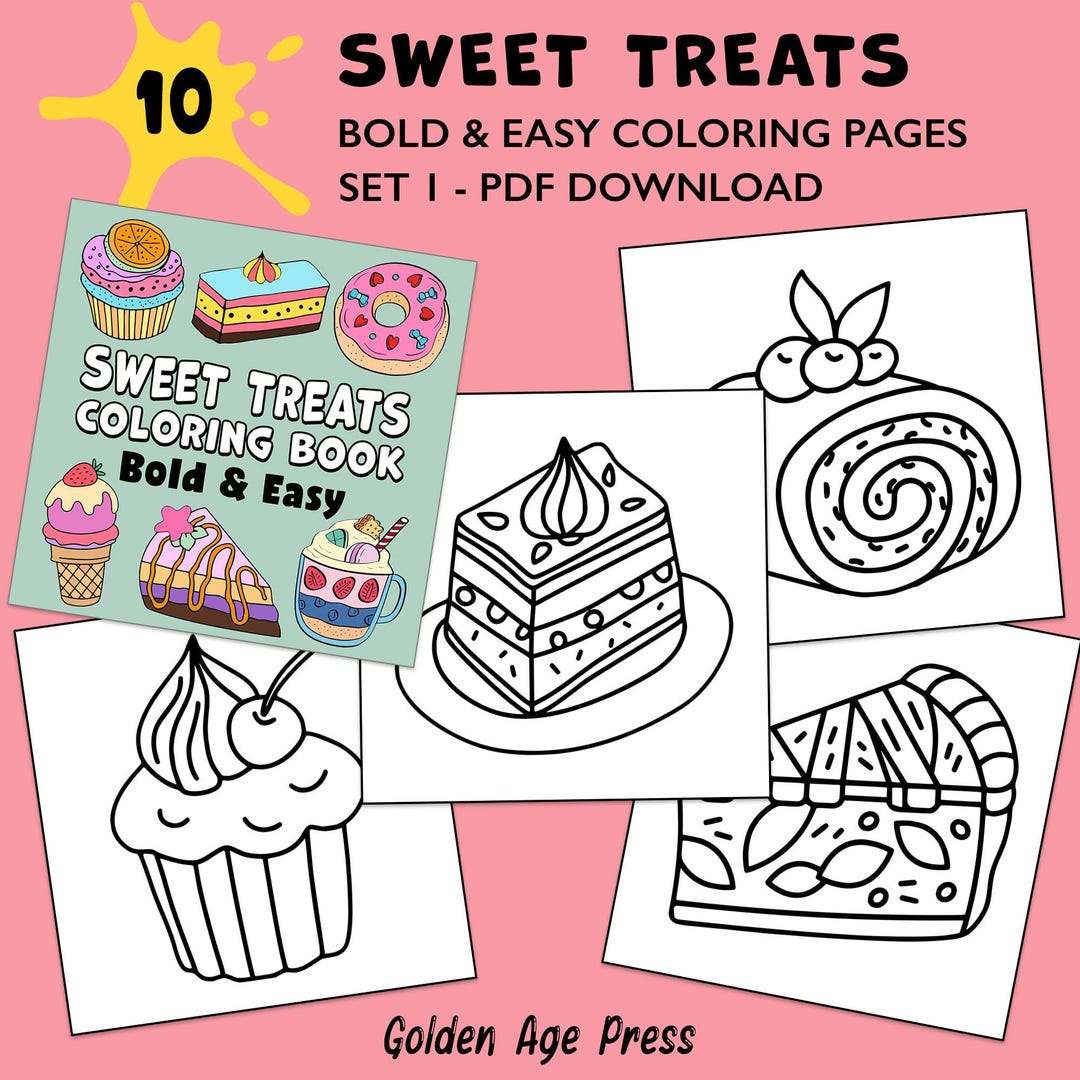 Sweet Treats Bold and Easy Coloring Pages Food Desserts for Adults ...