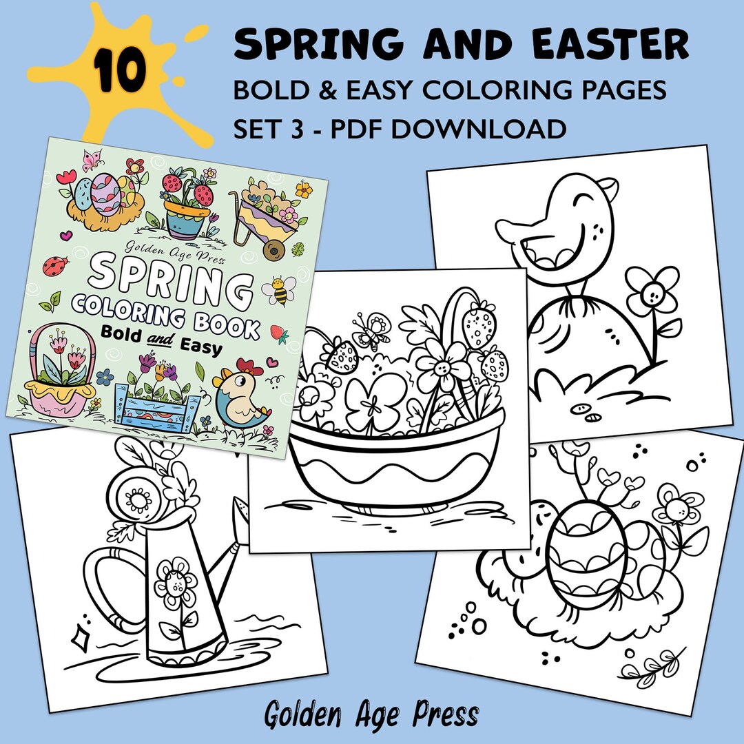 Spring Bold and Easy Coloring Pages Easter Simple for Adults Colouring ...