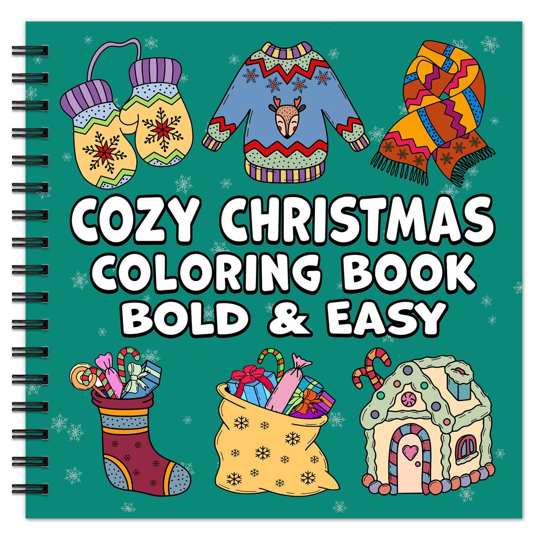 Cozy Christmas Adult Coloring Book, Winter Holiday Bold and Easy ...