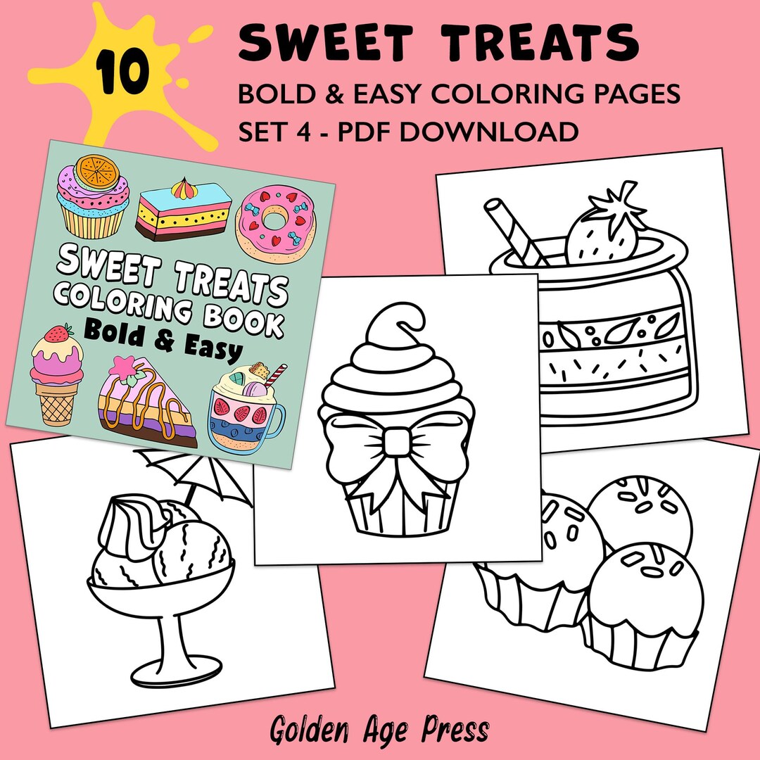 Sweet Treats Bold and Easy Coloring Pages Food Desserts for Adults ...