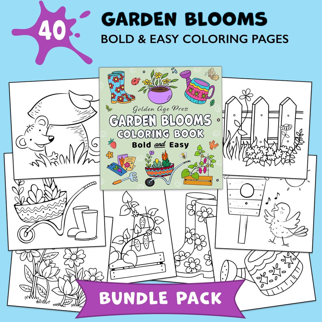Garden Bold and Easy Coloring Pages Spring Flower Simple for Adults ...