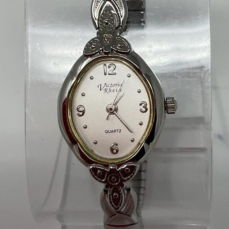 Vintage Victoria Rhein Ladies Butterfly Flex Band Quartz Watch Silver ...