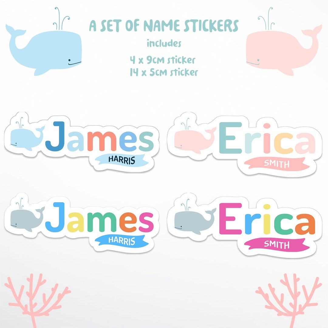 Personalised Kid's Name Sticker, Personalized Sticker, Dishwasher Safe ...