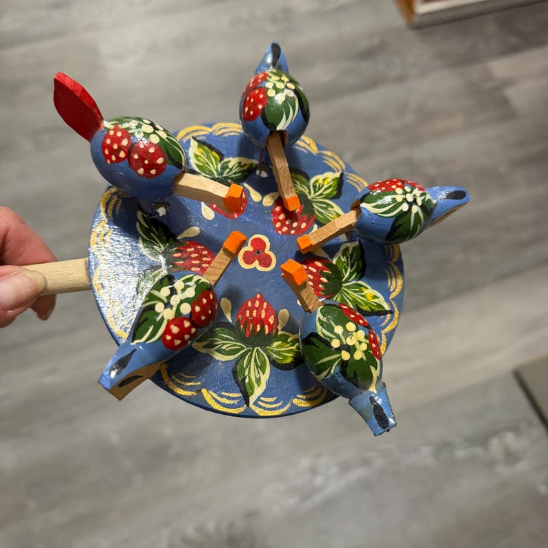 Vintage Wooden Pecking Chicken Folk Toy Russian Folk Art Classic ...